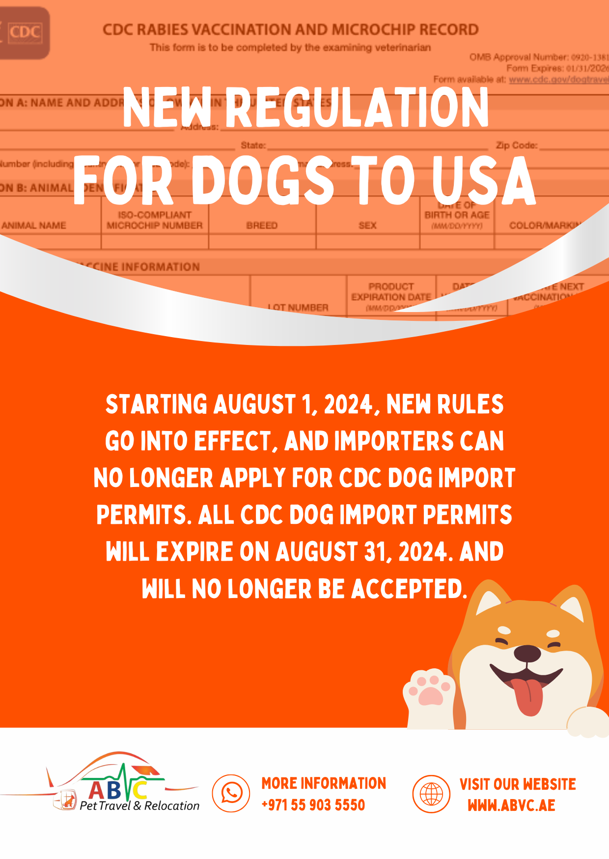 ABVC PET TRAVEL & RELOCATION: New regulation for Dog to USA